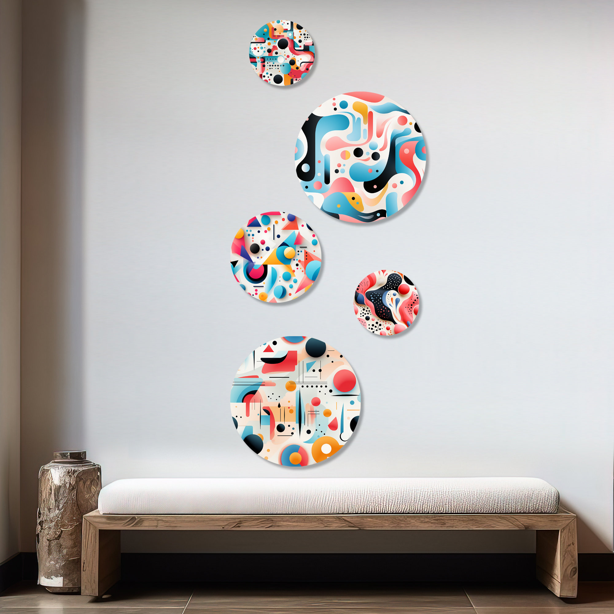 Design Art Pink And Blue Midcentury Trendy Patterns - Geometric Modern ...