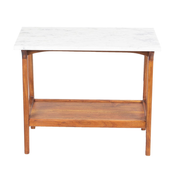 Loon Peak® Jashawn Side Table, White Rectangular Marble Top, 1 Shelf ...