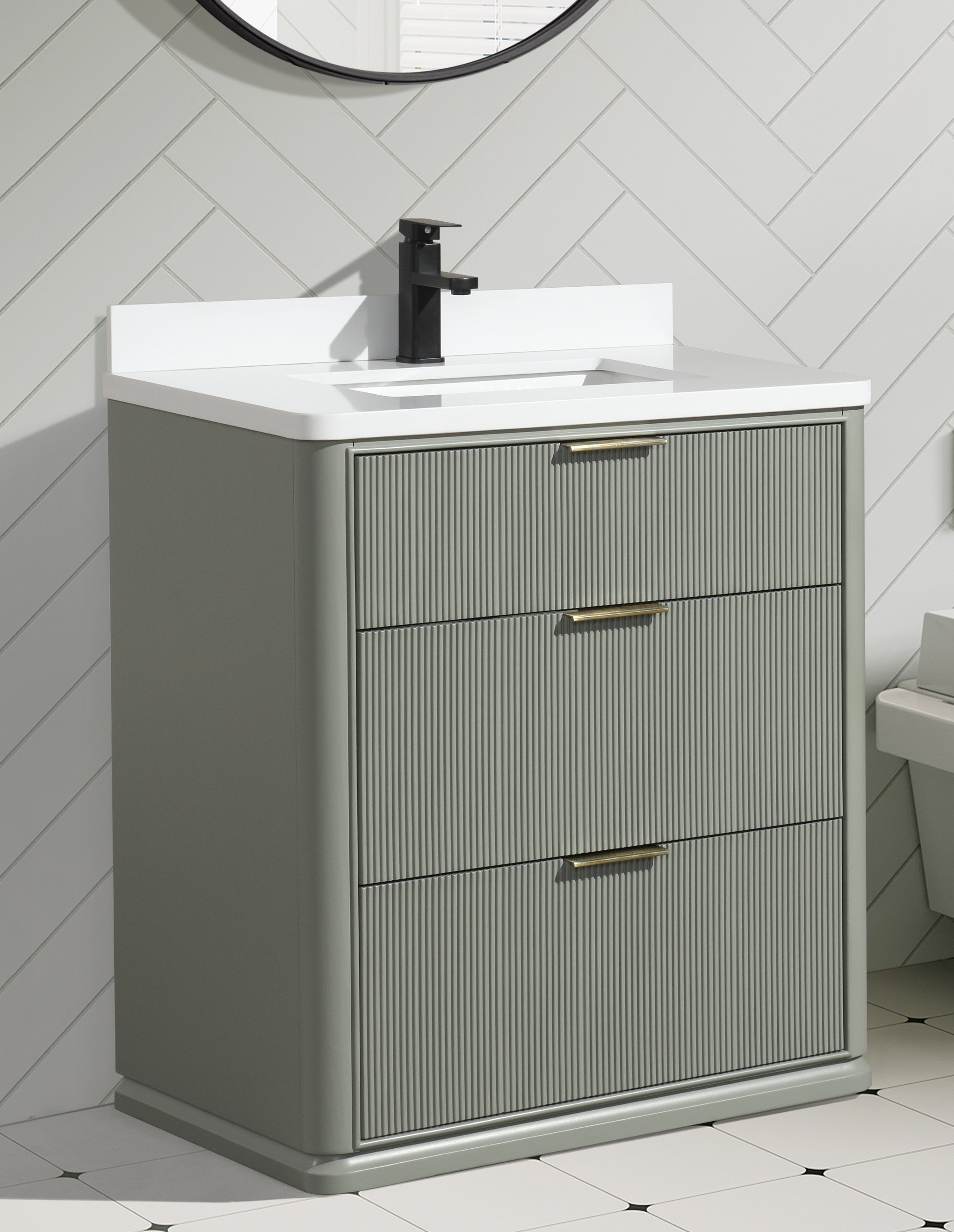 Ari Kitchen & Bath Aria 30'' Single Bathroom Vanity With Engineered Quartz Top | Birch Lane