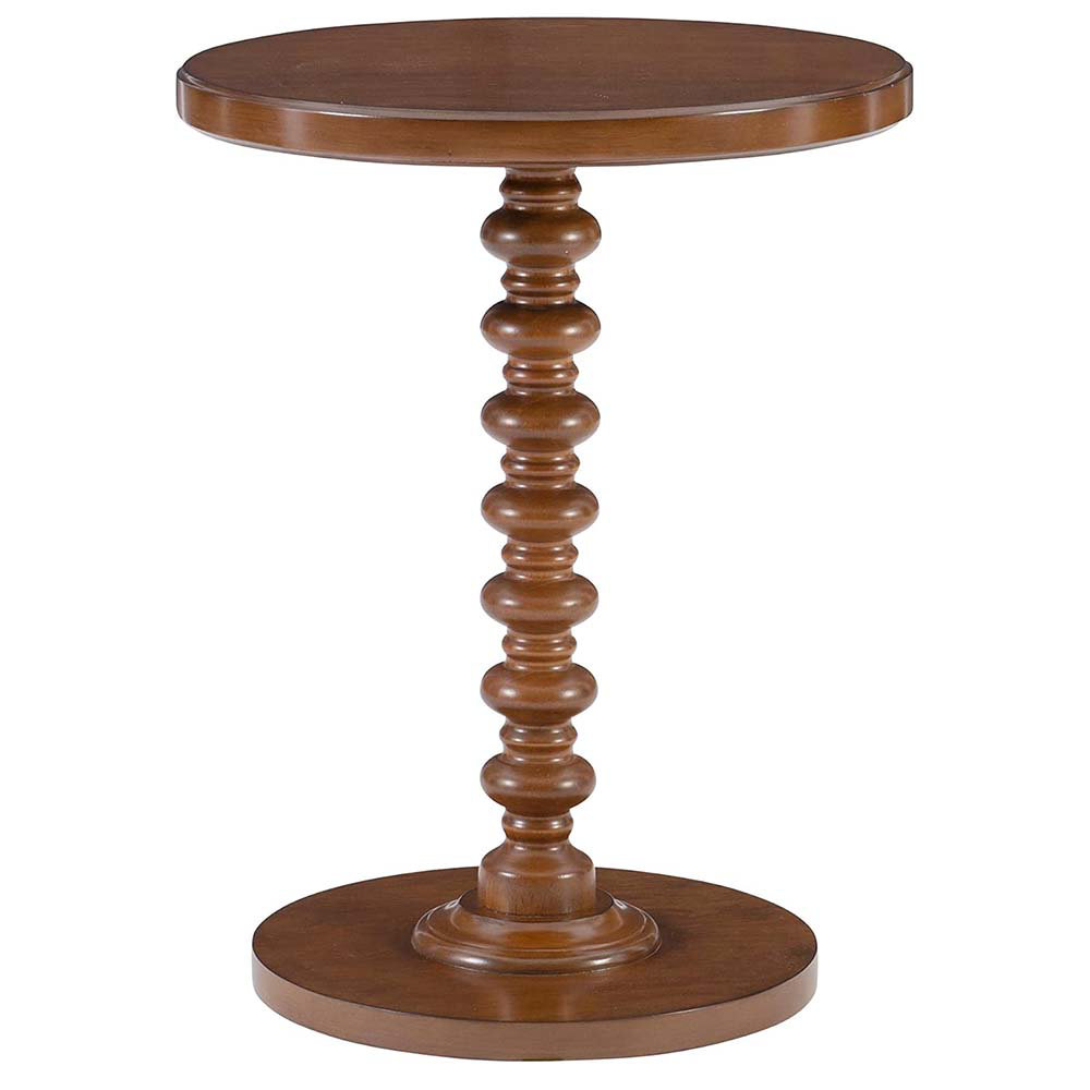 Alcott Hill® Round Hazelnut Turned Spindle Pedestal Side Accent Table ...
