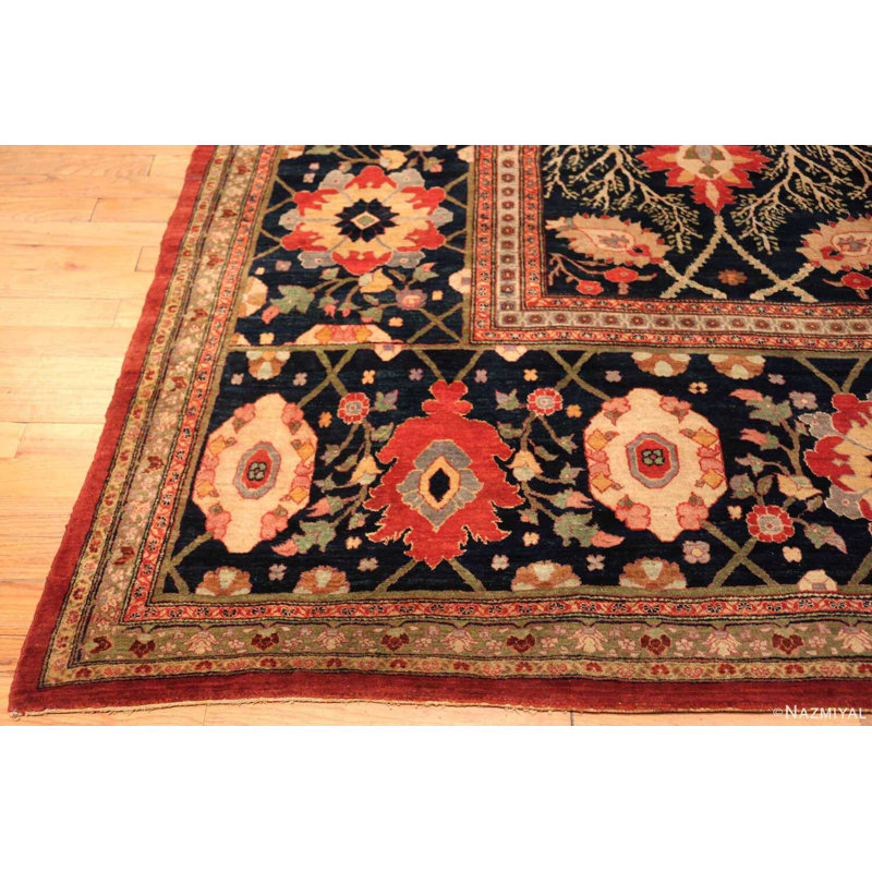 Nazmiyal Collection Oversized Navy Blue Antique Indian Agra Rug | Wayfair