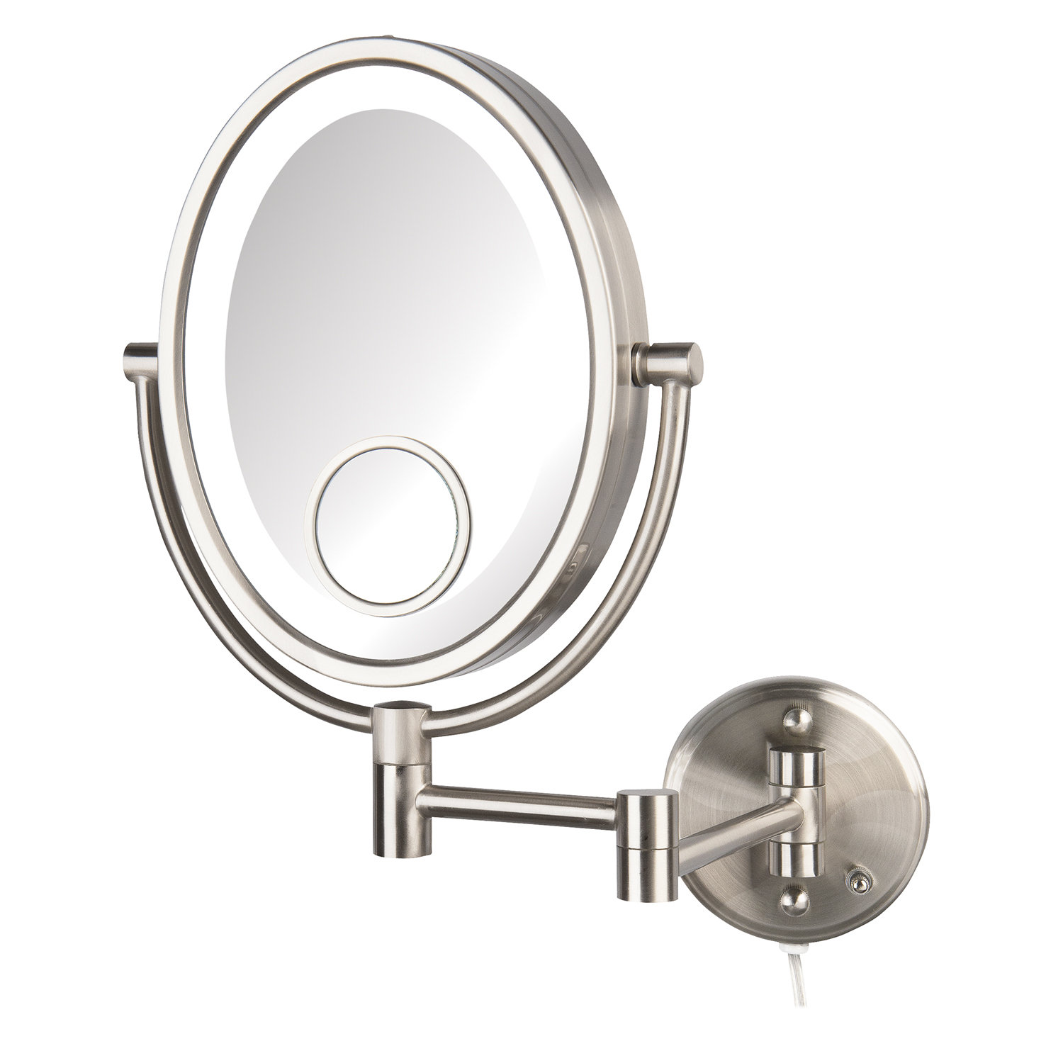 Charlton Home® Chou 8" x 10" Lighted Wall Mount Magnified Makeup Mirror ...