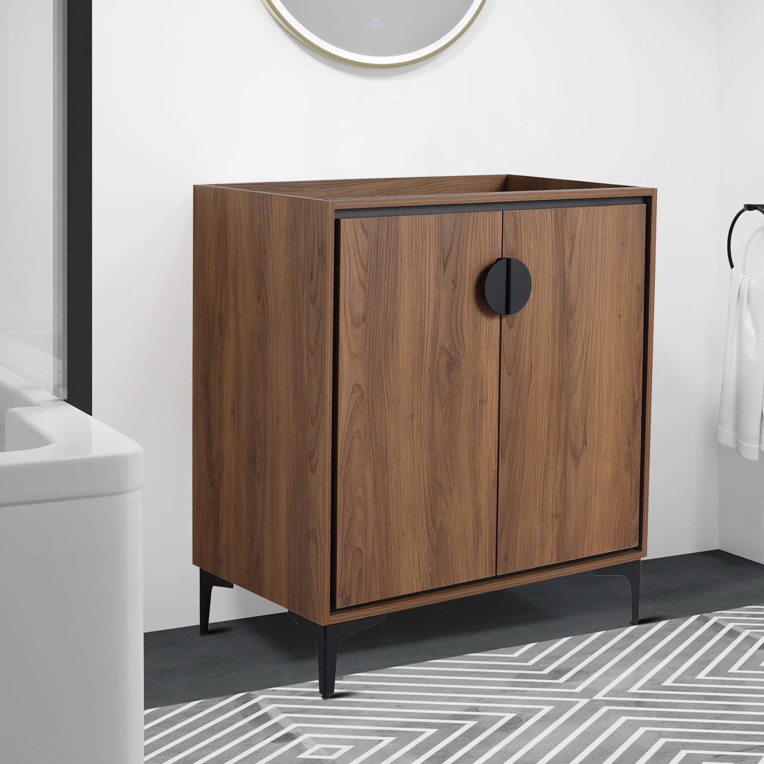 Smartmonkey 30-Inch Mid-Century Style Freestanding Sinkless Bathroom ...