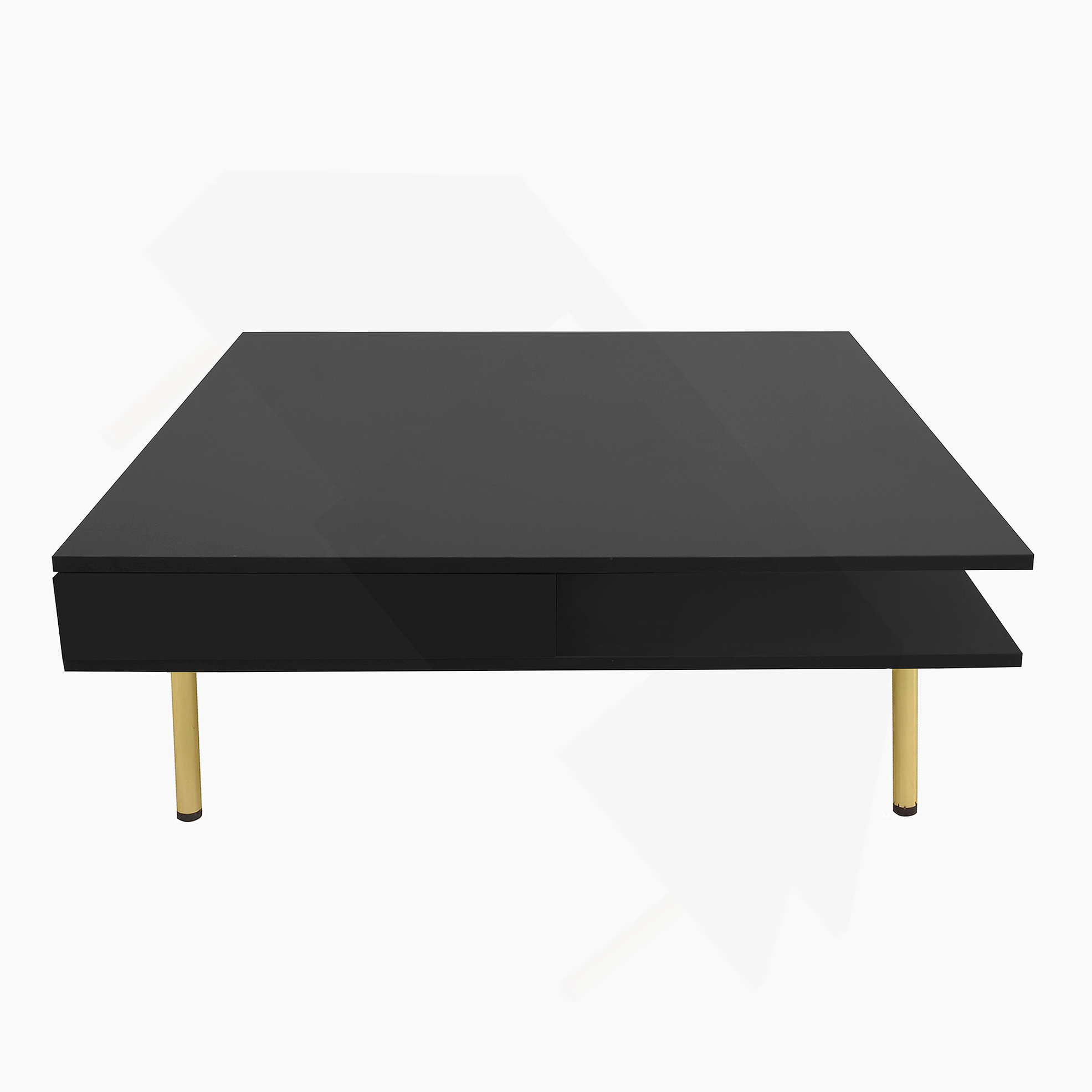 Ivy Bronx Deontea Pedestal High Gloss Minimalist Design with LED Lights, 2-Tier Square Coffee ...