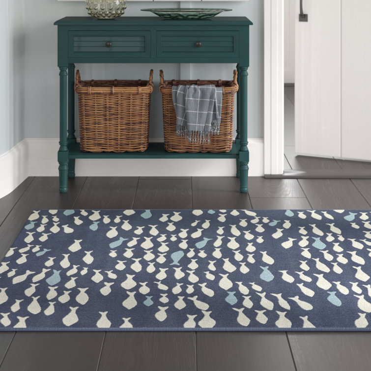 Sand & Stable Neston Flatweave Navy/Blue/Cream Area Rug & Reviews | Wayfair