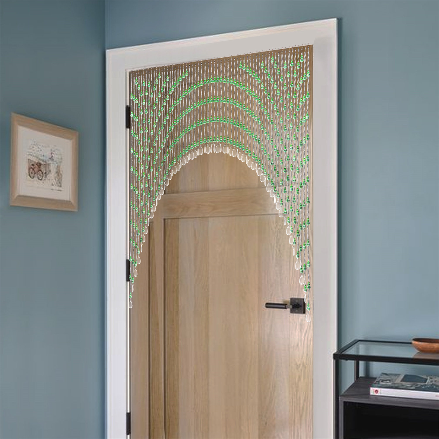 YINXIER 60Strings Hanging Door Beads Curtain(Blue, Clear) | Wayfair