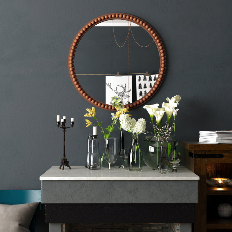 Bungalow Rose Joseba Round Wood Wall Mirror | Wayfair