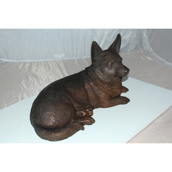 Red Barrel Studio® Aula Corgi dog Bronze Statue - Size: 20"L x 10"W x ...