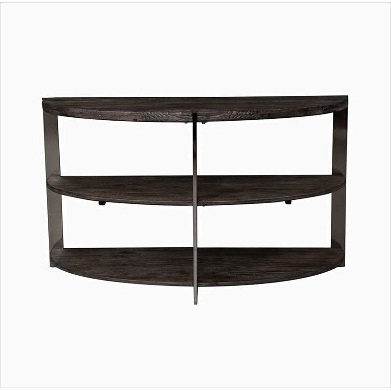17 Stories Kalne Console Table Half Moon Shape with 2 Open Shelves ...