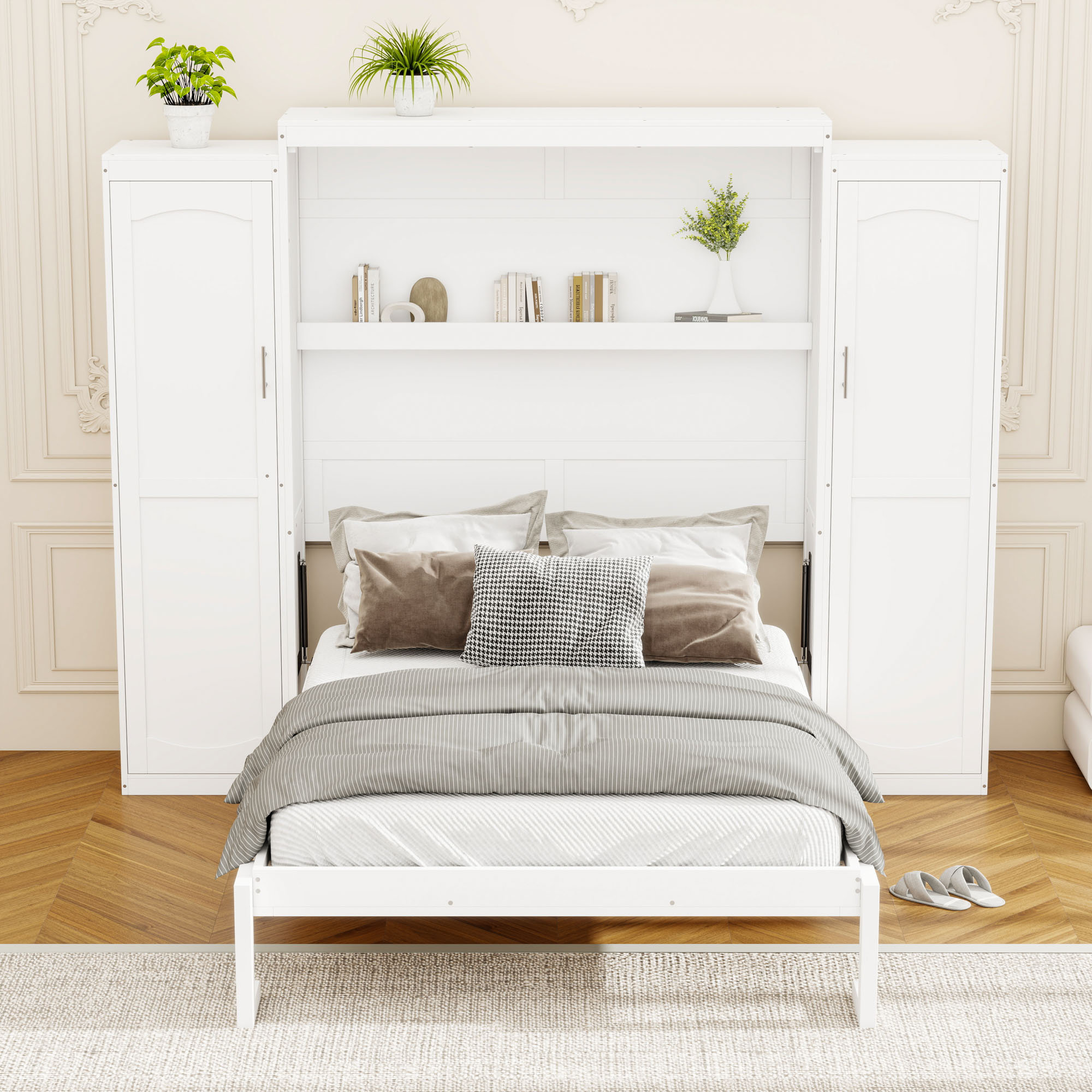 Red Barrel Studio® Wood Murphy Bed with Integrated Wardrobe and Storage ...