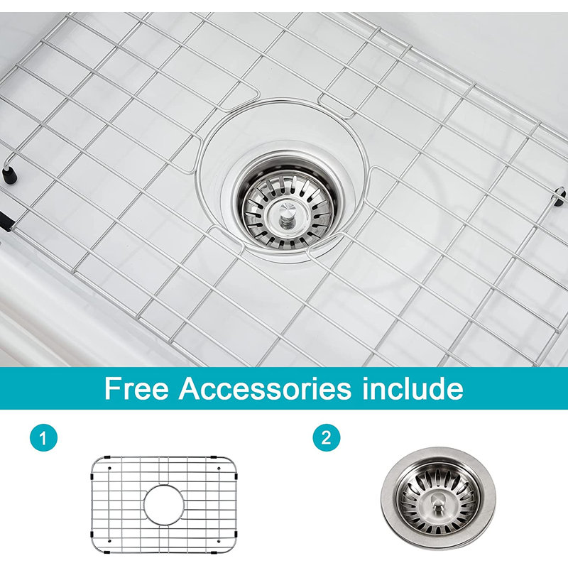 ALWEN 24'' L Farmhouse / Apron Single Bowl Ceramic Kitchen Sink | Wayfair