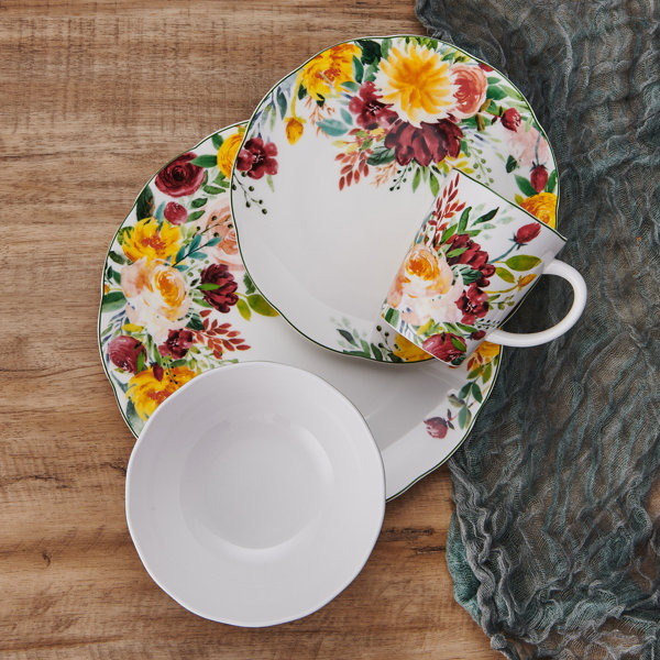 Mikasa Clara 16-Piece Lightweight Chip-Resistant Bone China Dinnerware ...