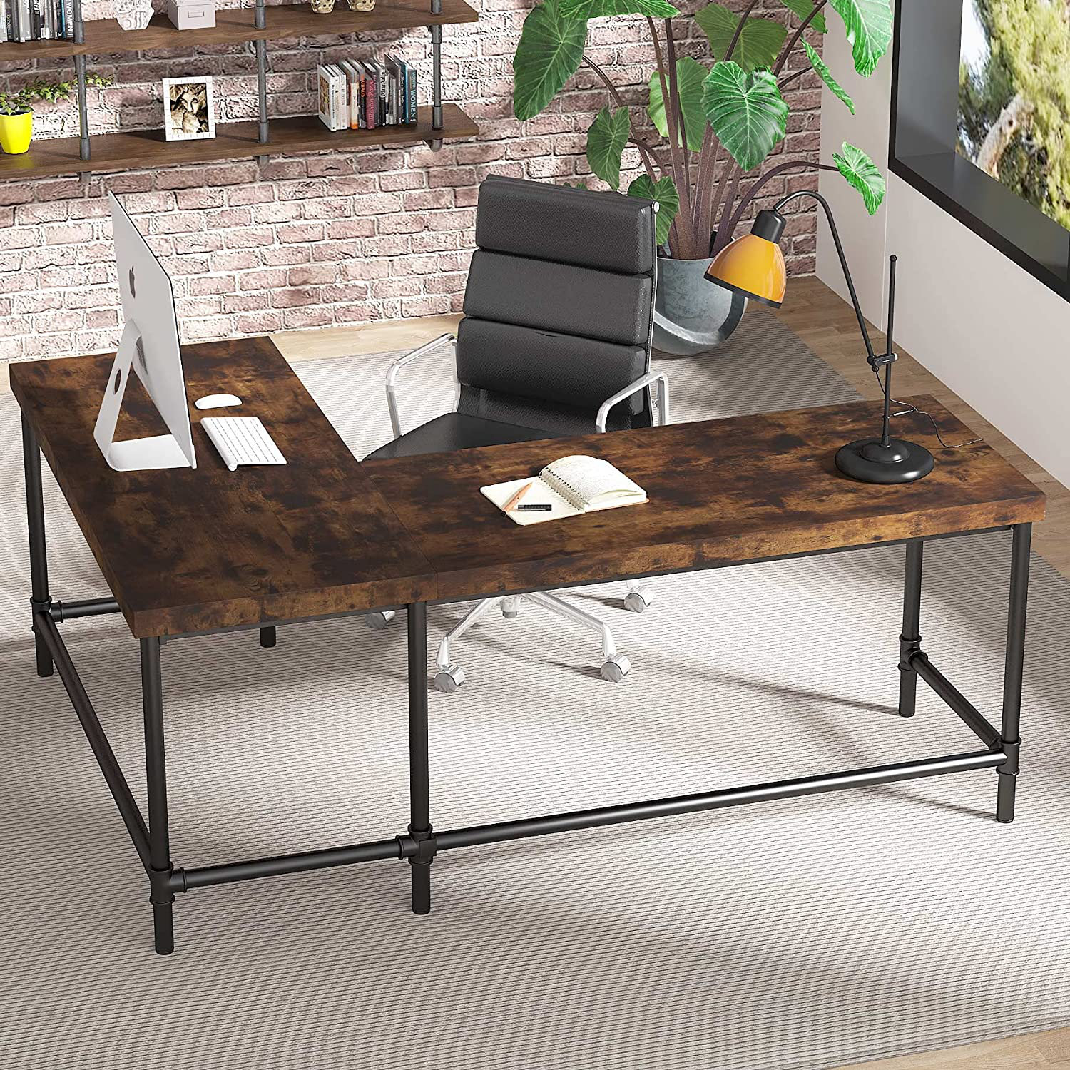 Inbox Zero Arnisha L-Shaped Metal Base Computer Desk & Reviews | Wayfair