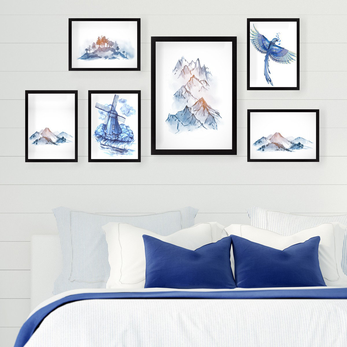East Urban Home 6 Piece Picture Frame Graphic Art Set on Wood | Wayfair