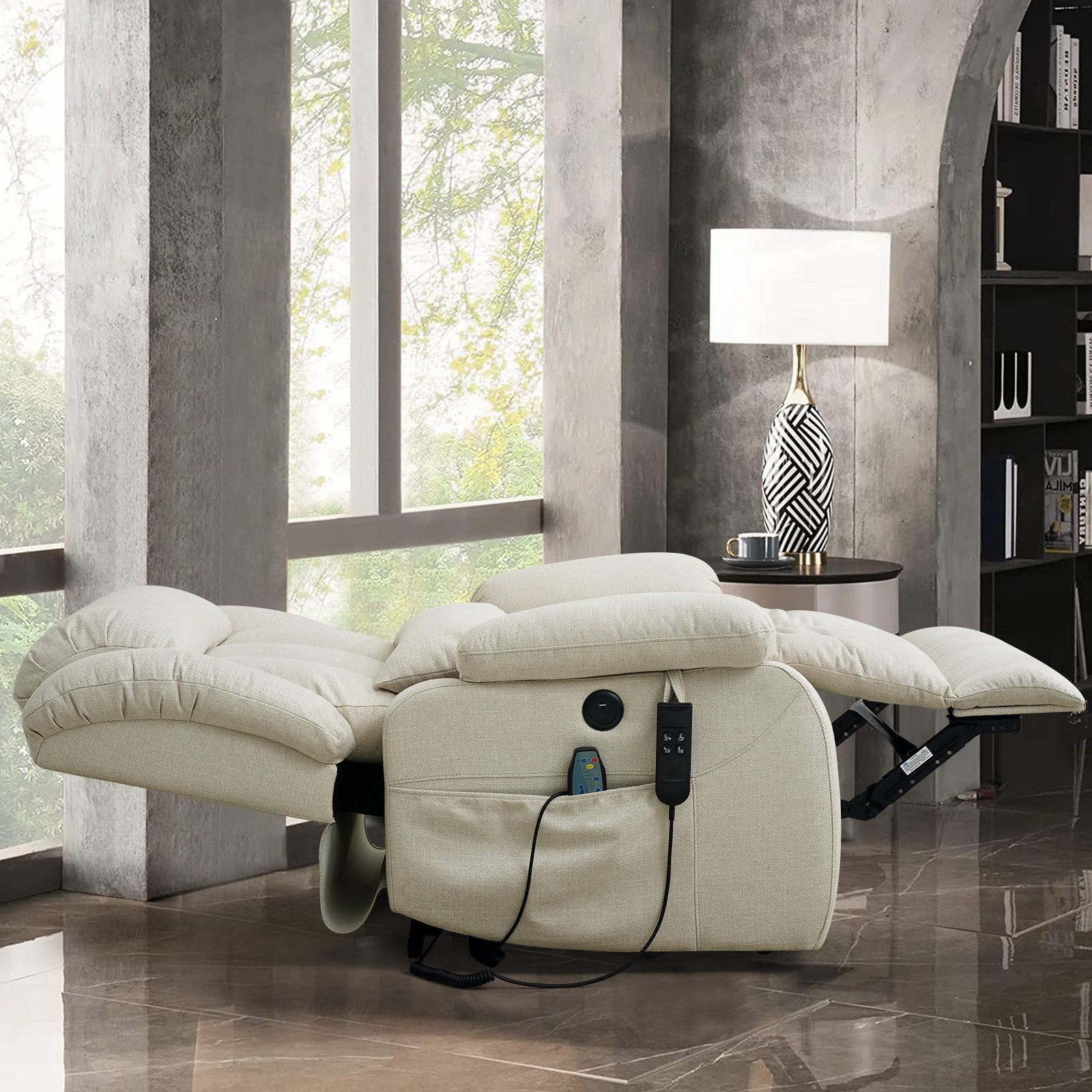 Inbox Zero Lay Flat Sleeping Dual Motor Lift Recliners for Elderly with ...