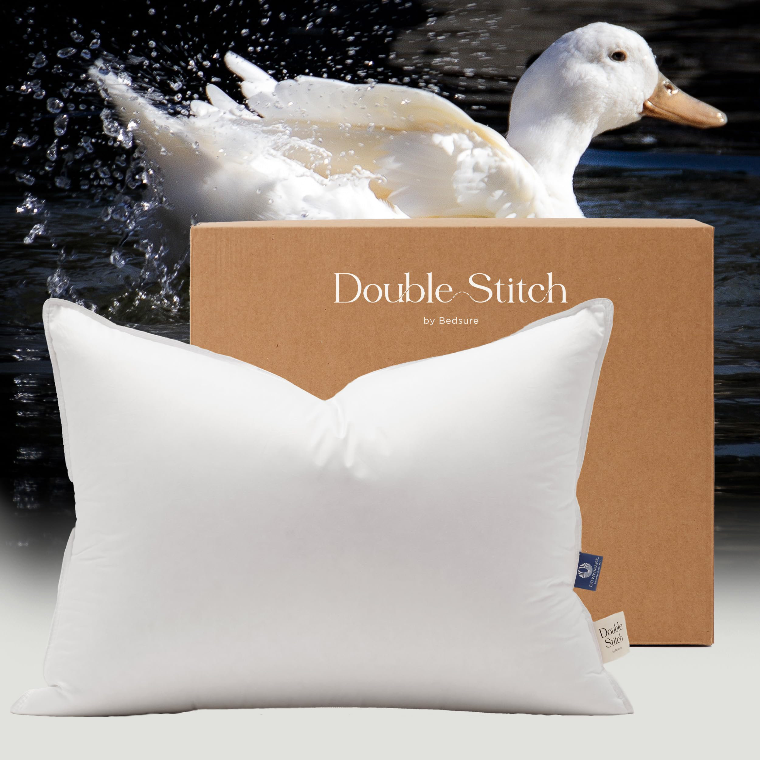 Double Stitch by Bedsure Double Stitch Luxury White Down Pillow with ...