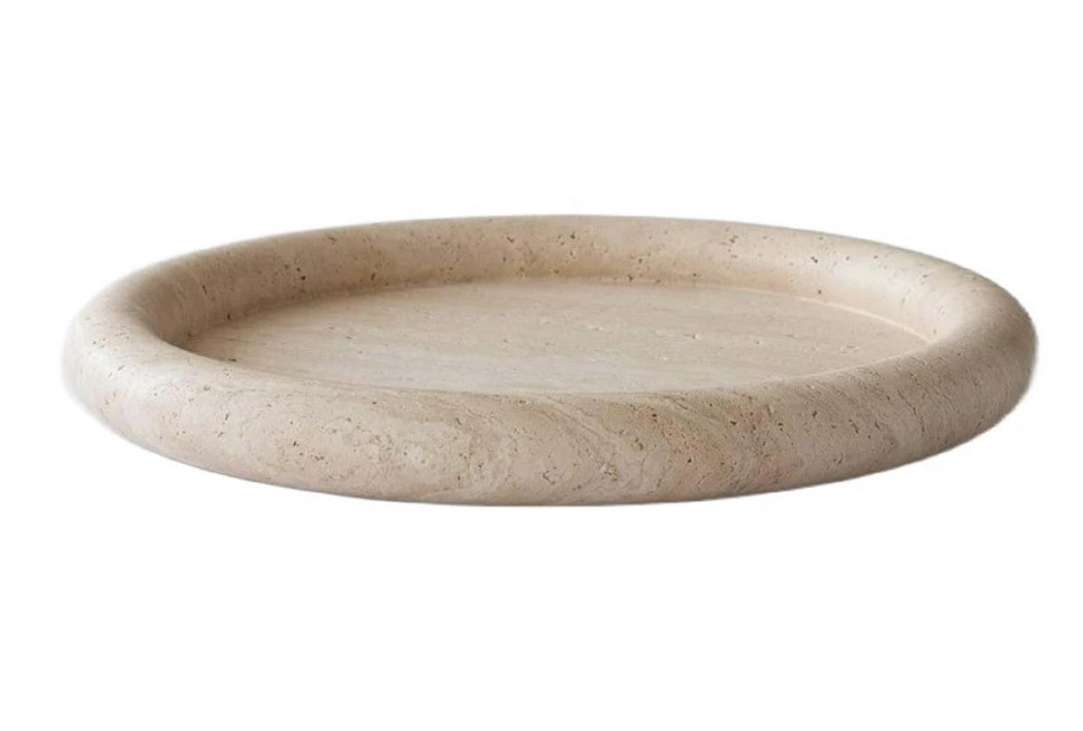 Joss & Main Travertine Small Round Tray Cream | Wayfair