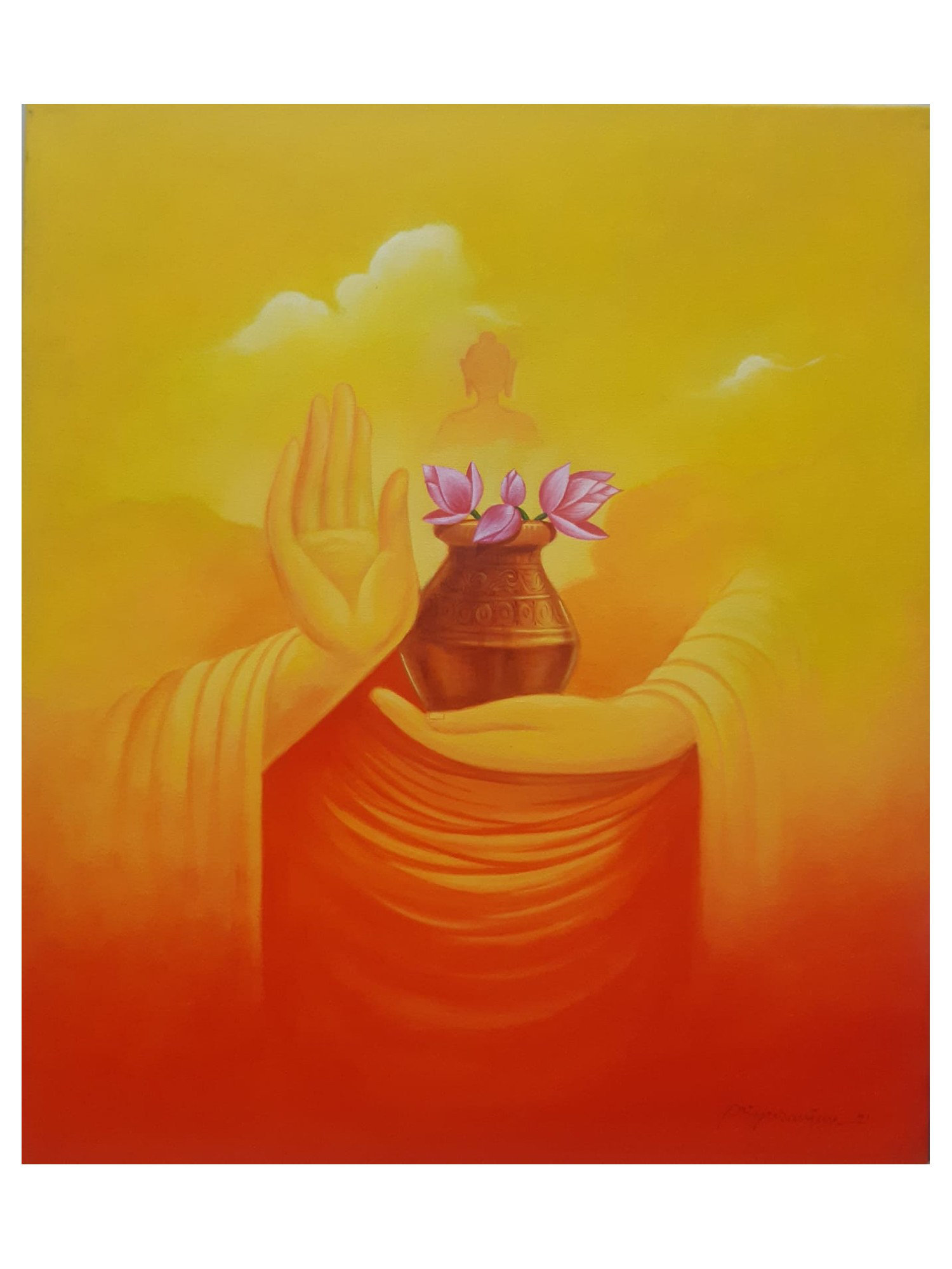 Exotic India Blessings Of Buddha | Acrylic On Canvas | By Priyaranjan ...