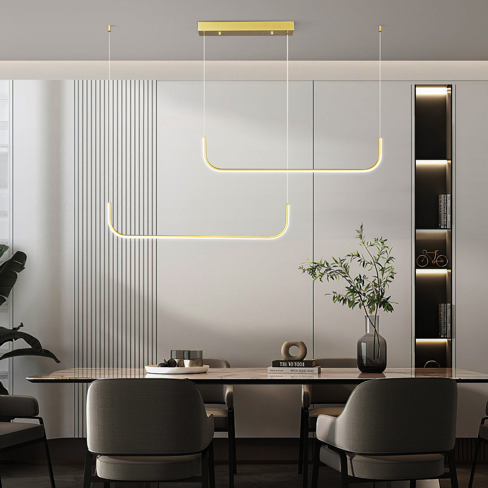 Wrought Studio™ Modern Pendant Light Linear Chandeliers Dimmable LED ...