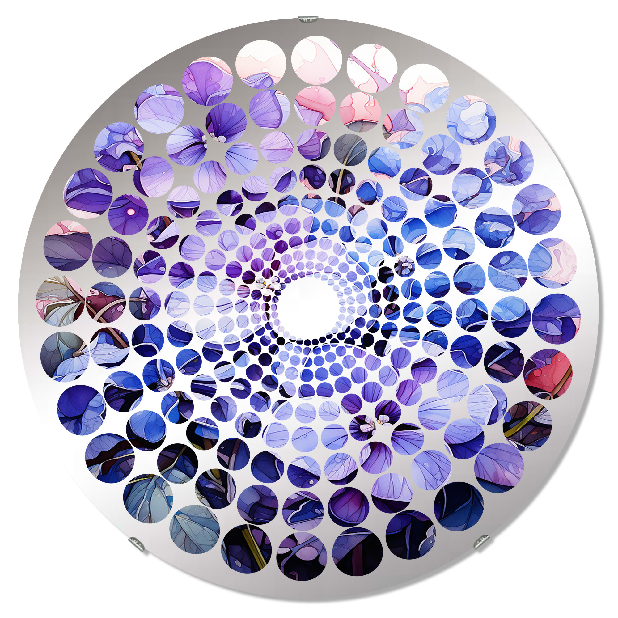 Design Art Violets Surreal Enchantment - Radial Dot Decorative Mirror ...
