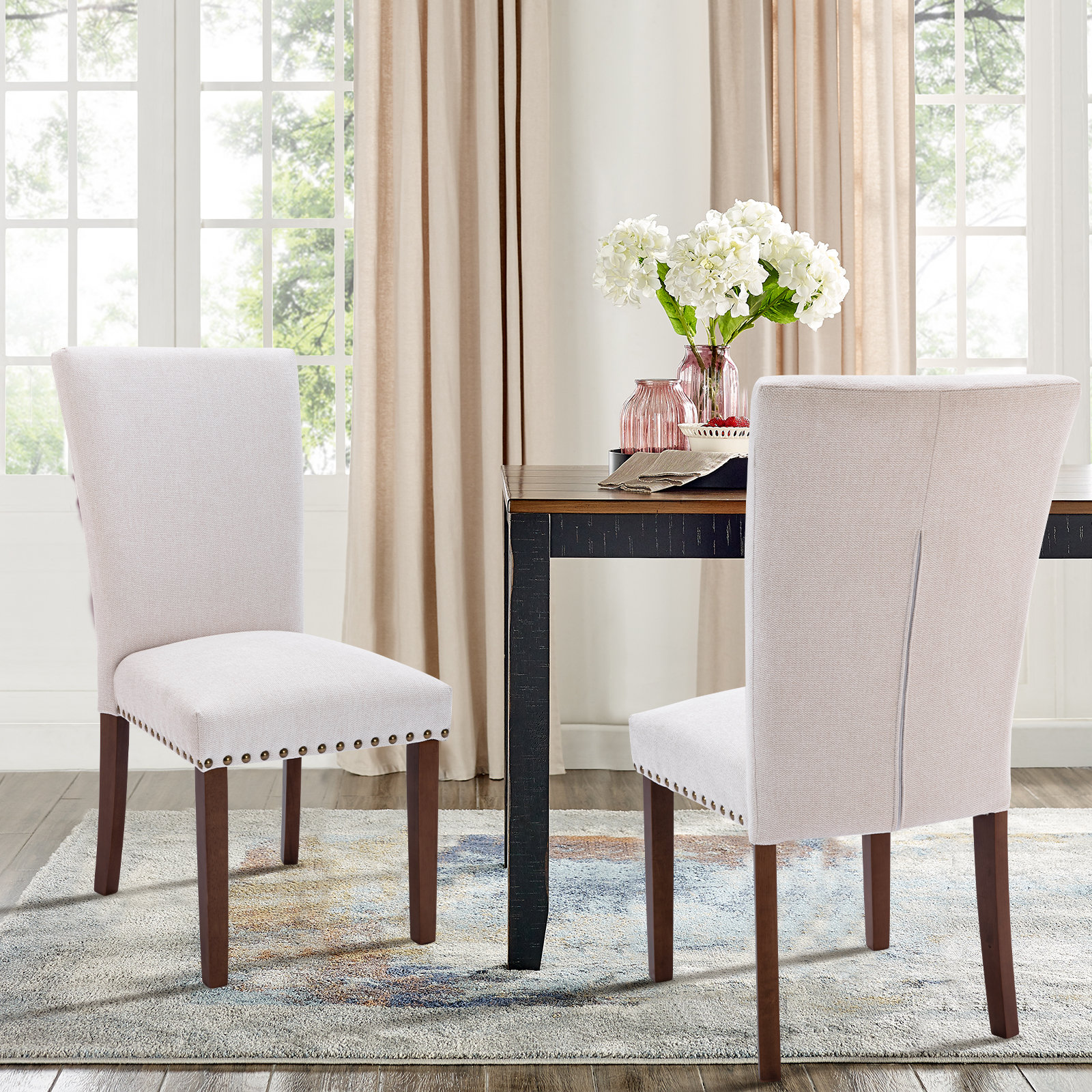 Red Barrel Studio® Modern Nailhead Trim Kitchen Room Wood Dining Chairs ...