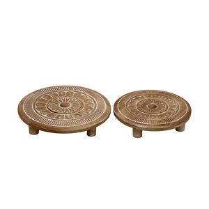 Ophelia & Co. Set of 2 Round Wooden Display Risers, Farmhouse Wood ...