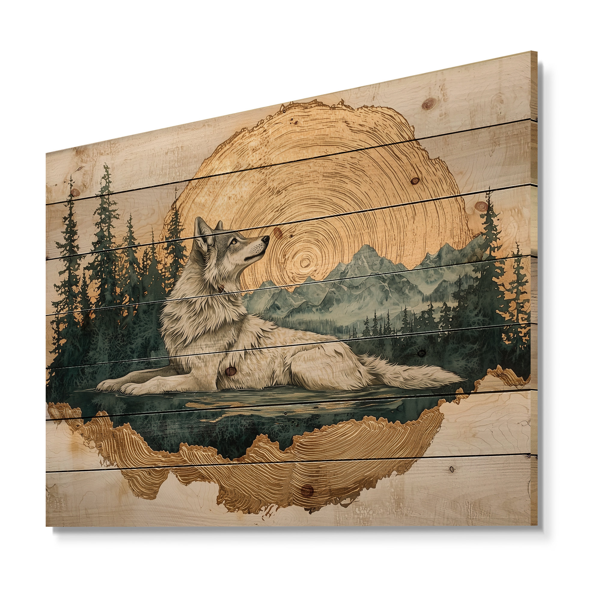 Ophelia & Co. Wolf Echoes Of The Alpha III - Wolf Animal Wood Wall Art ...