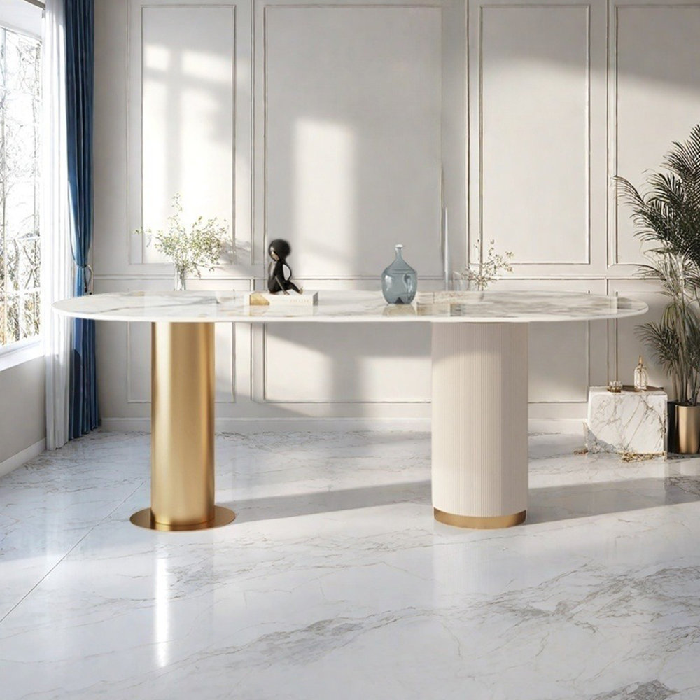 Elamer Light luxury modern high-end oval dining table - Wayfair Canada
