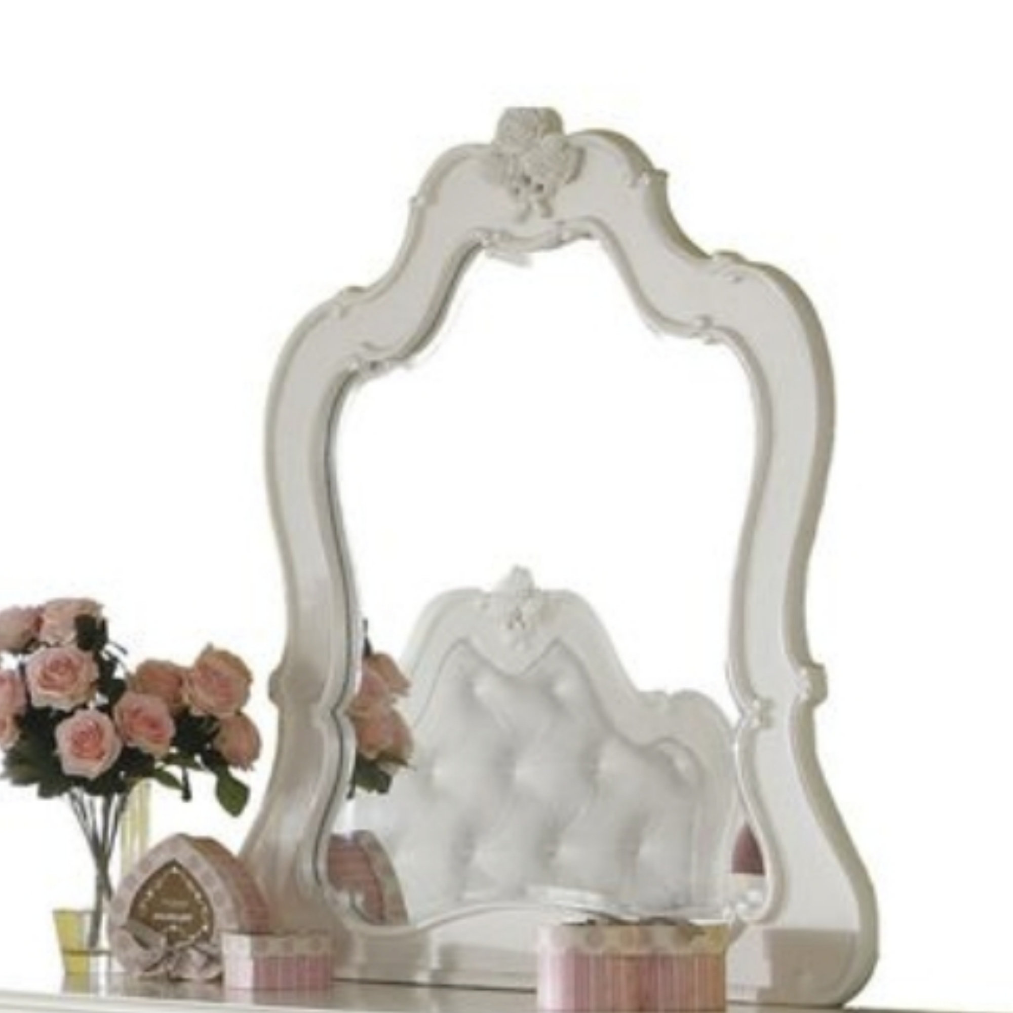 House of Hampton® Edalene Pearl White Finish Mirror | Wayfair