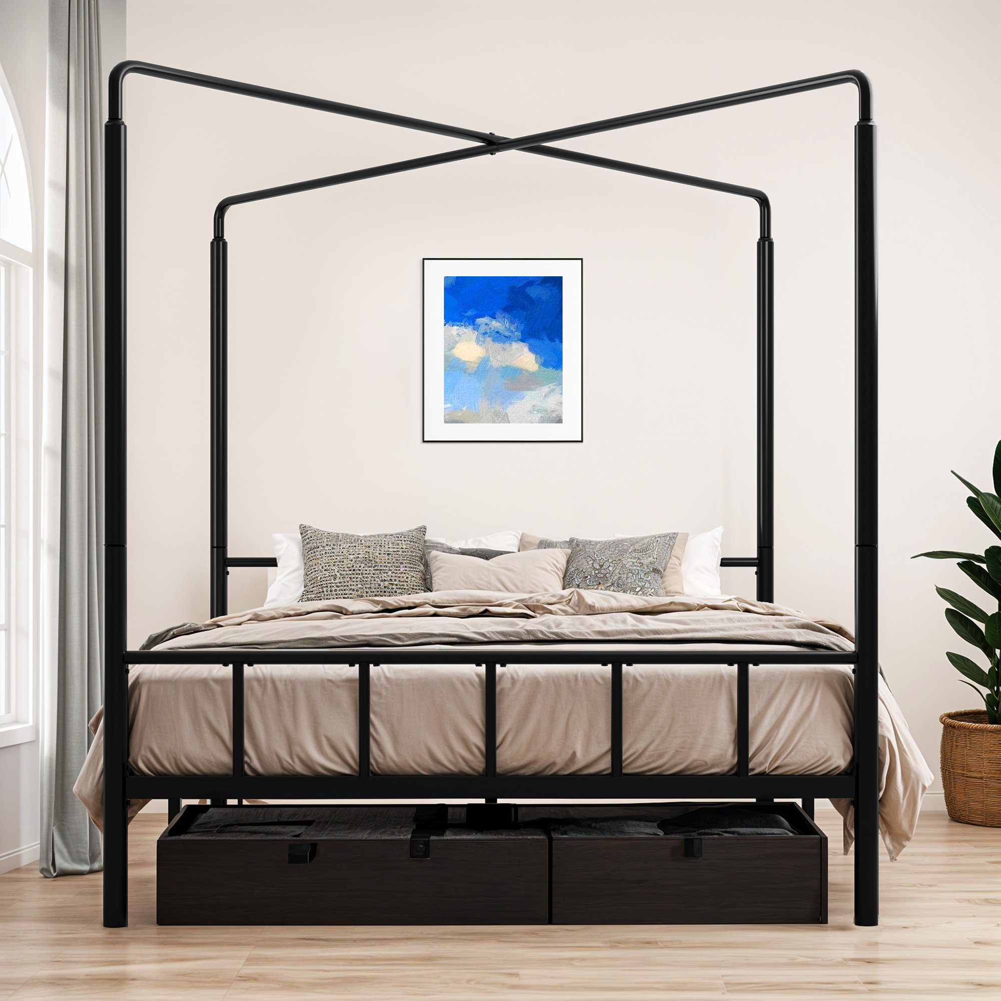 Ebern Designs Jaquanna Metal Canopy Storage Bed & Reviews | Wayfair