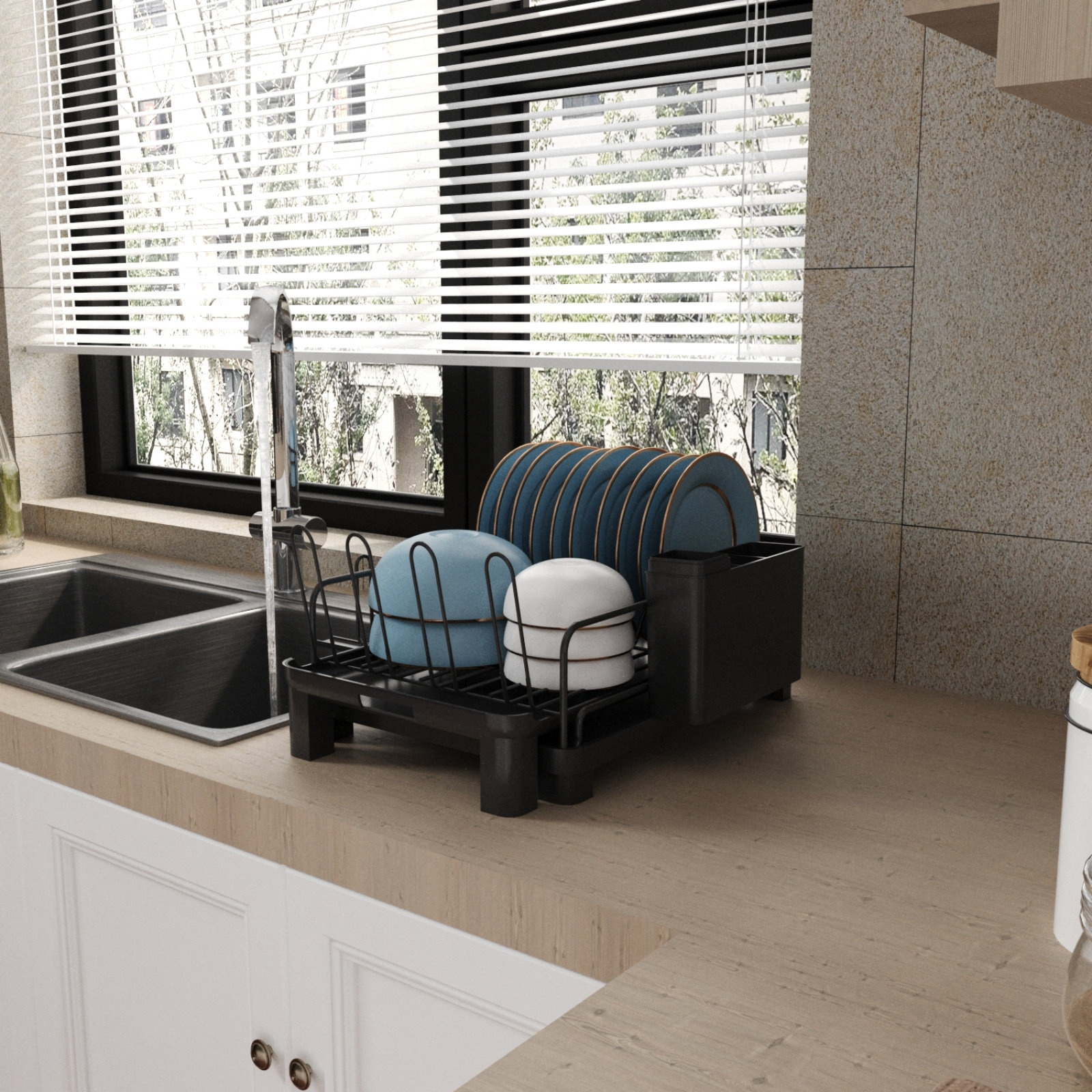 AVITAS Extendable Large Capacity Sinkside Metal Dish Rack, Adjustable ...