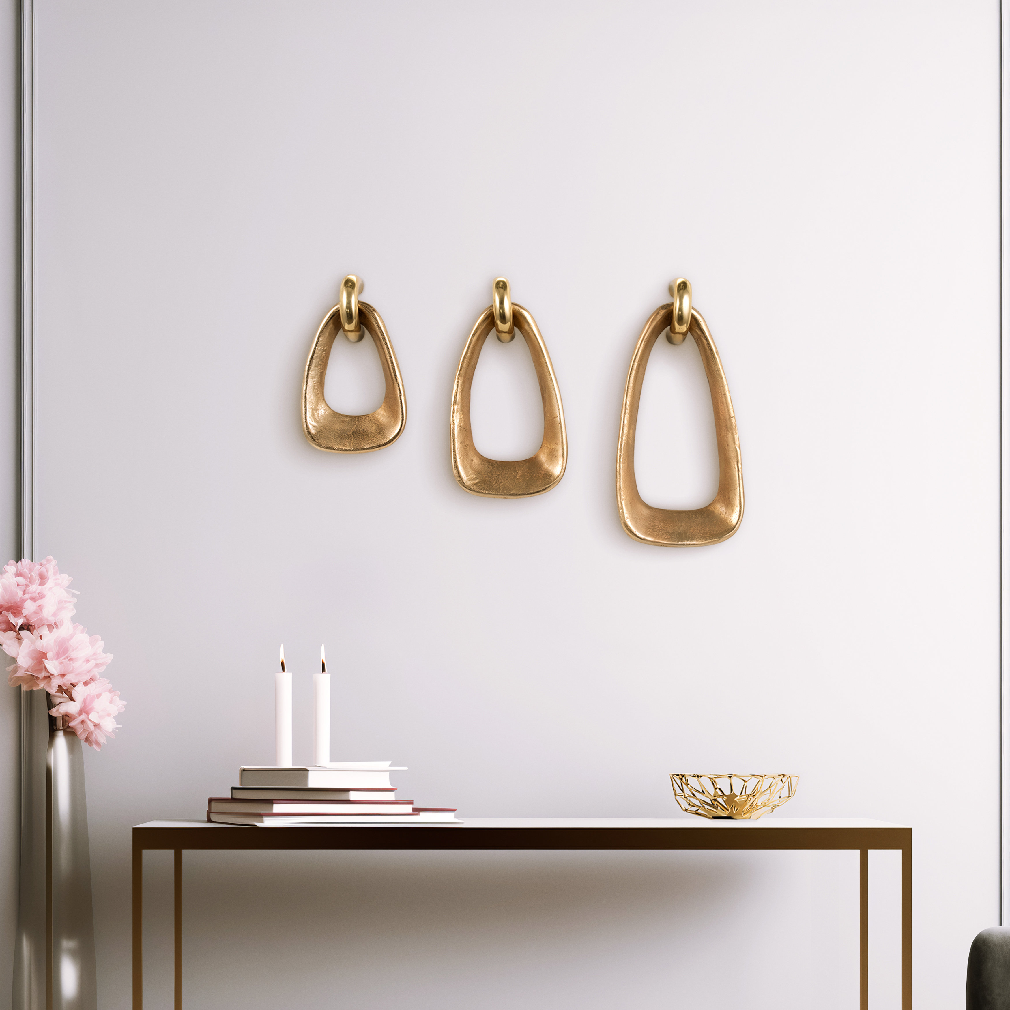 Orren Ellis 3-Piece 12/15/19" Dylan Metal Ring Wall Decor, Gold ...
