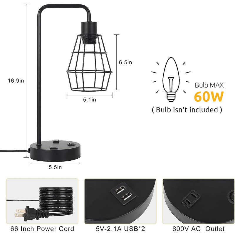 17 Stories Metal USB Desk Lamp | Wayfair