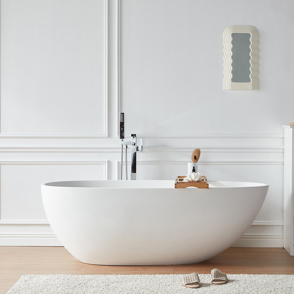 Pensen 71" x 35.43" Freestanding Soaking Solid Surface Bathtub ...