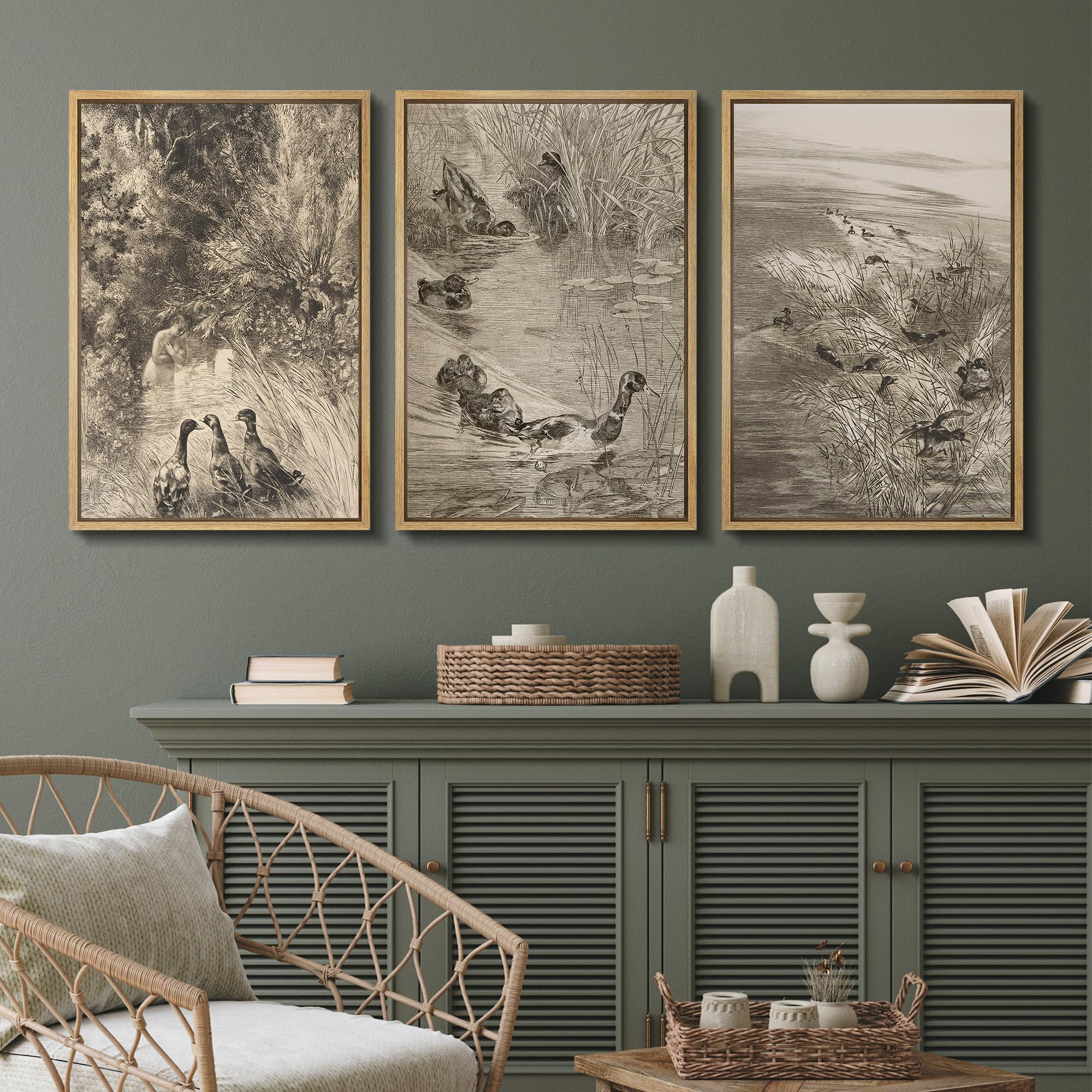 wall26 " Serene Lakeside Ducks Peaceful Nature Scene Nature Landscape ...