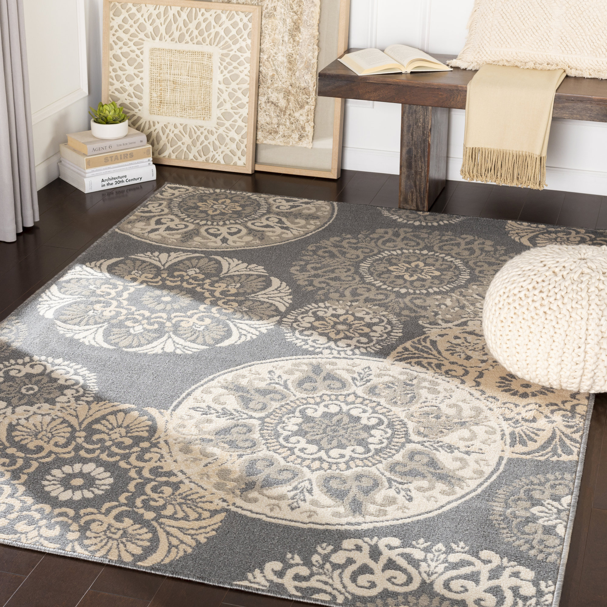 Winston Porter Studer Cream/Gray Area Rug & Reviews | Wayfair