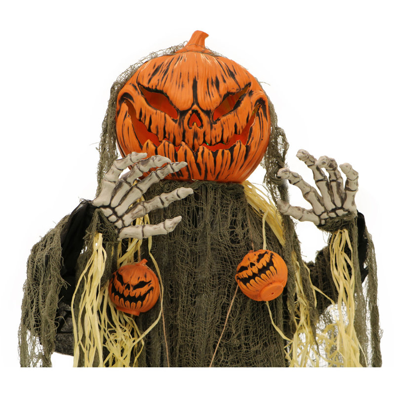 Haunted Hill Farm Life-Size Scary Pumpkin Man Halloween Prop with ...
