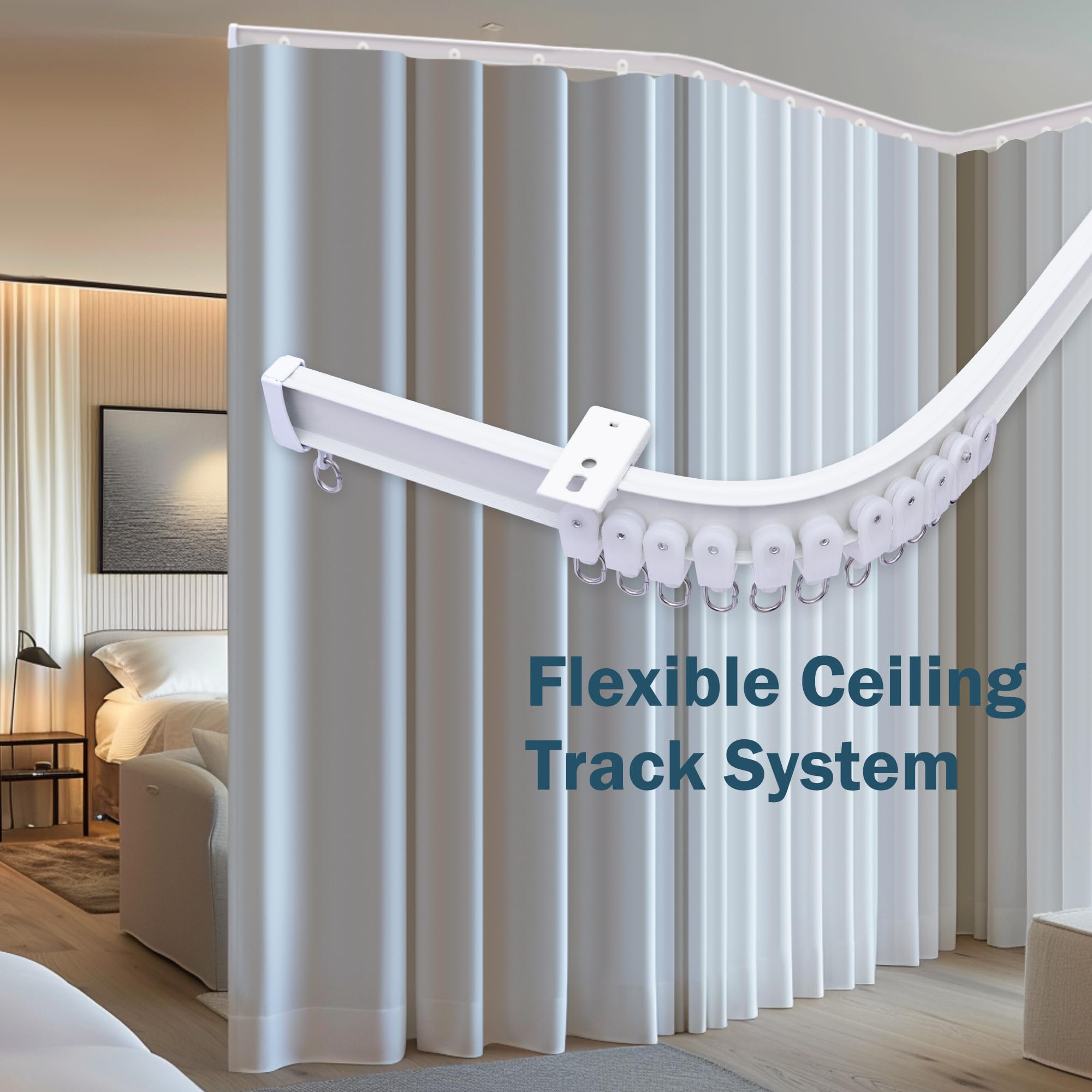 Symple Stuff Ceiling Curtains Track System, Flexible & Bendable Curtain ...