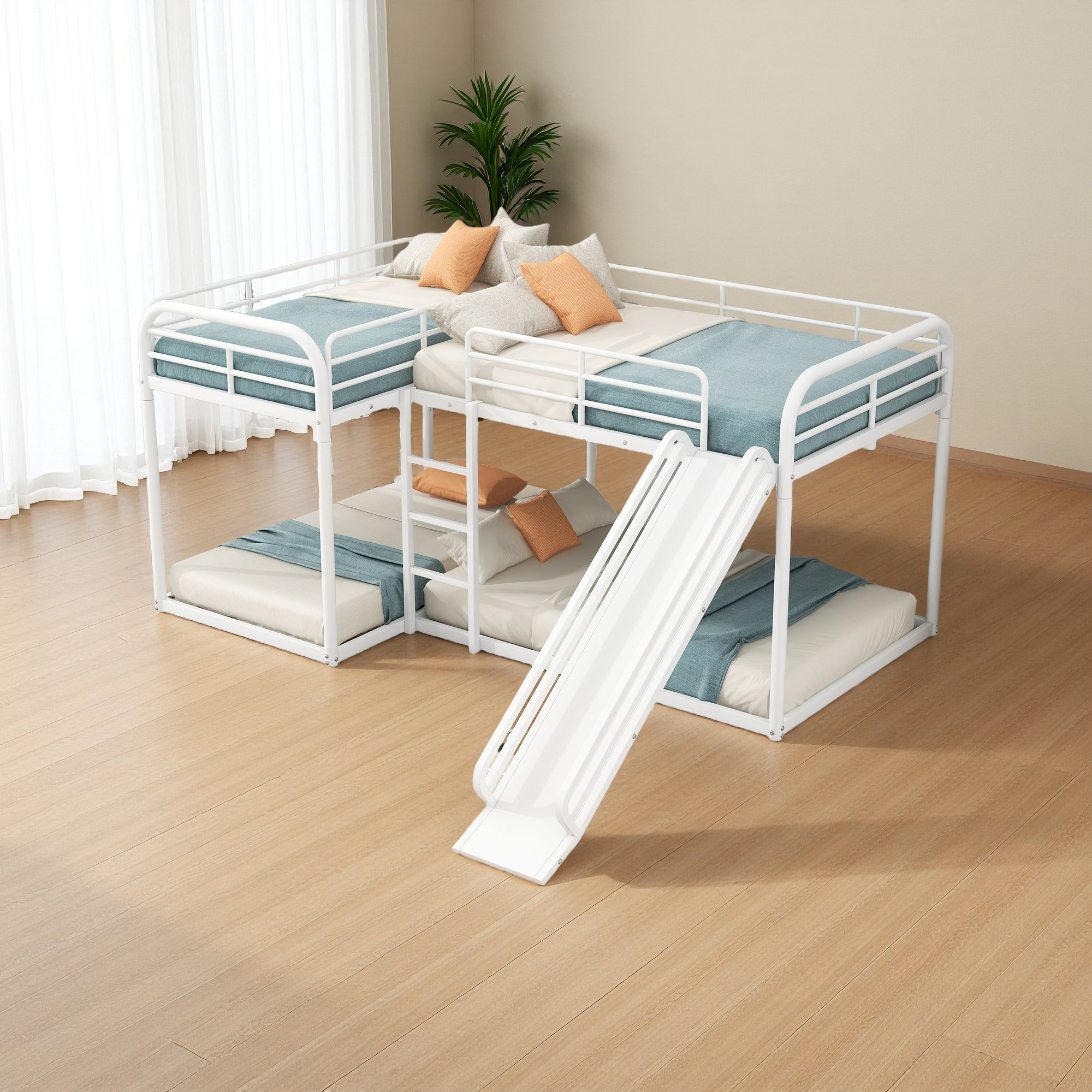 Isabelle & Max™ L-Shaped Bunk Bed With Slide And Short Ladder | Wayfair