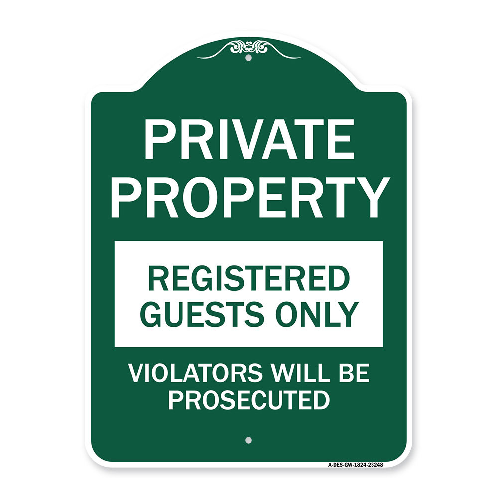 Signmission Designer Series Sign - Private Property Registered Guests ...