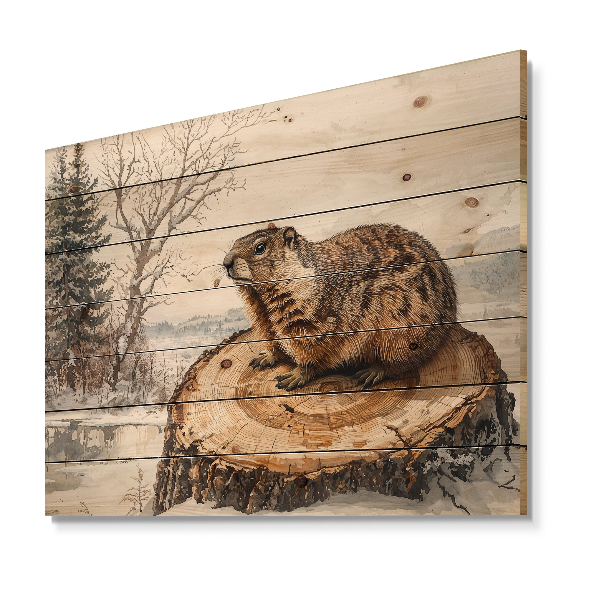 Ophelia & Co. Canadian Groundhog In Winter Landscape II - Groundhog ...