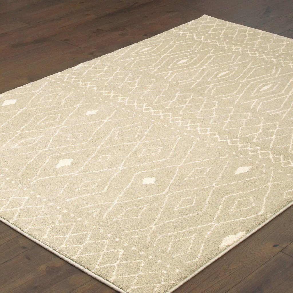 Dakota Fields Sand Geometric Power Loom Stain Resistant Rug | Wayfair