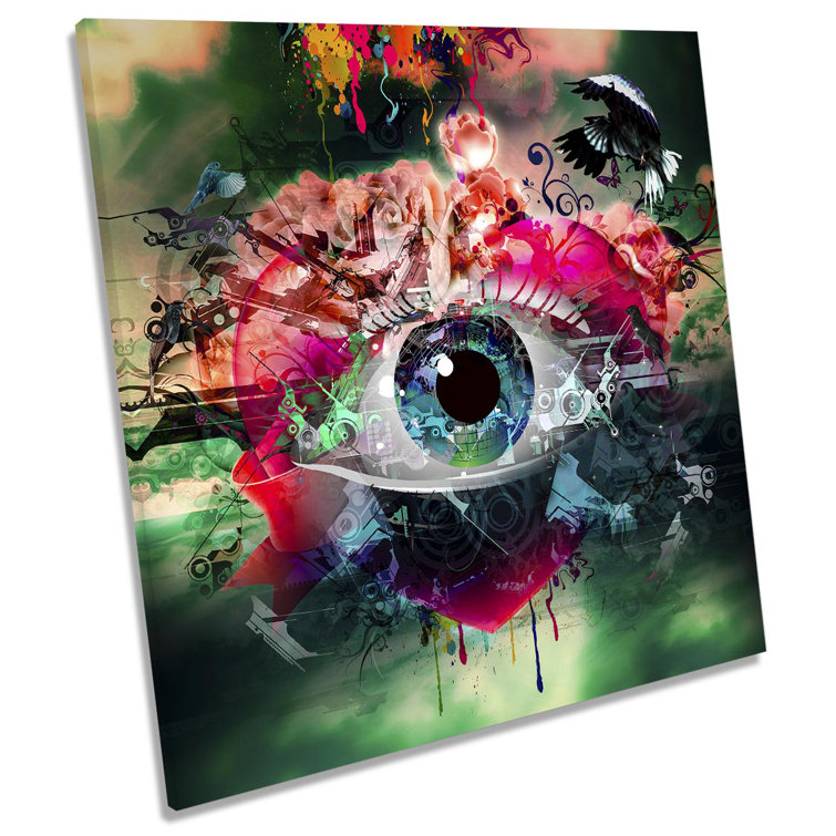 Maturi Human Eye Abstract Picture CANVAS WALL ART Square Print Multi ...