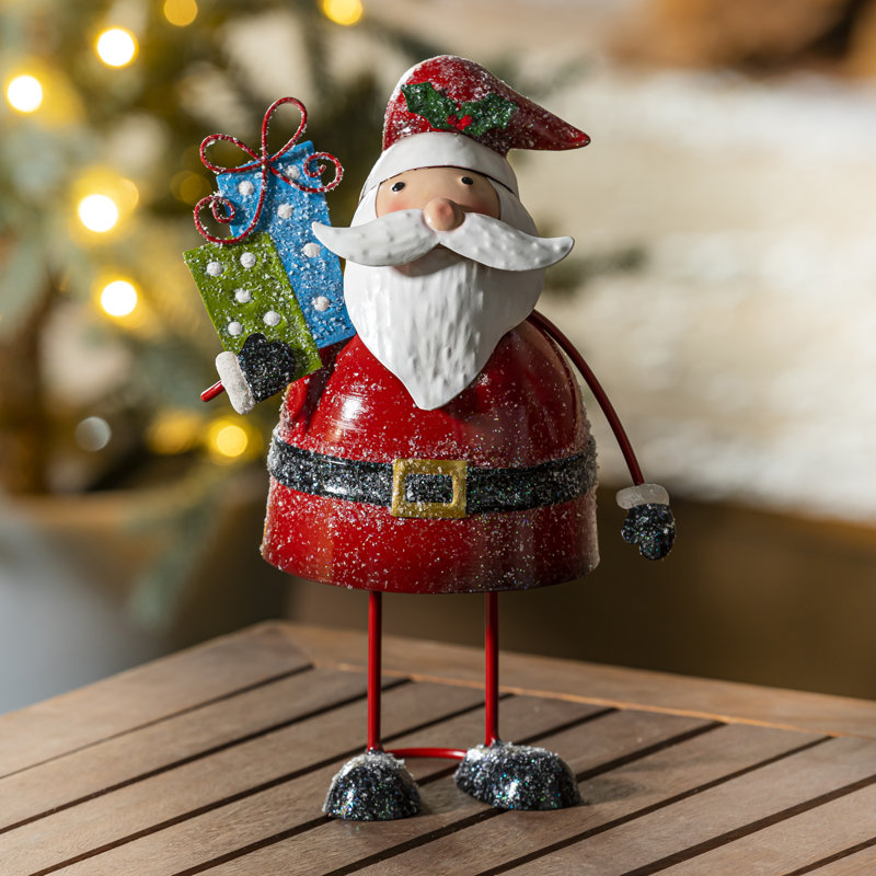 The Holiday Aisle® Hasanat Metal Indoor/Outdoor Wobble Santa Statue ...