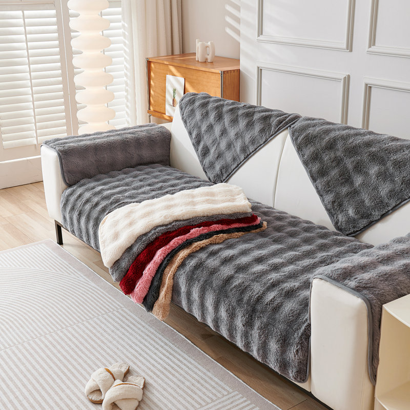 Mercer41 Shaggy Fur Box Cushion Sofa Slipcover & Reviews | Wayfair