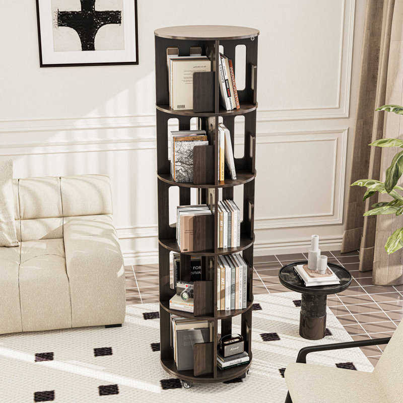 Latitude Run® 17.7'' Rotating Bookcase Revolving Corner Bookshelf ...