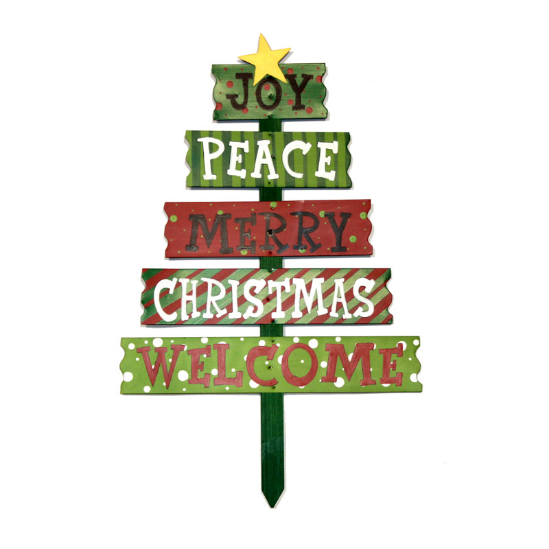 The Holiday Aisle® Christmas Tree and Sign Garden Stake & Reviews | Wayfair