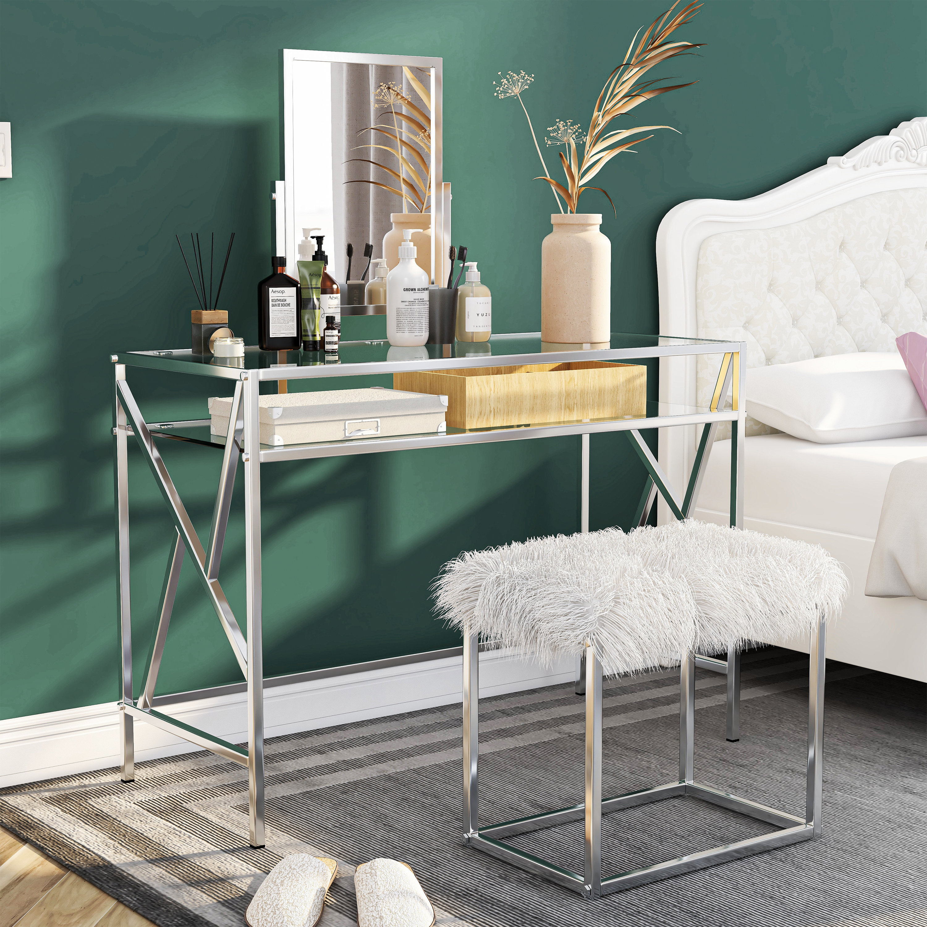 Ivy Bronx Ian Metal 3-Piece Vanity Set | Wayfair