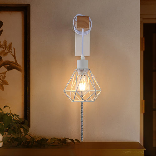 17 Stories Diamond Cage Wall Lamp Industrial Lift Pipe White Pendant ...