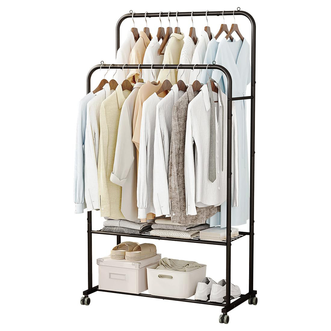 Latitude Run® Clothes Rack With Wheels Garment Rack For Hanging Heavy ...